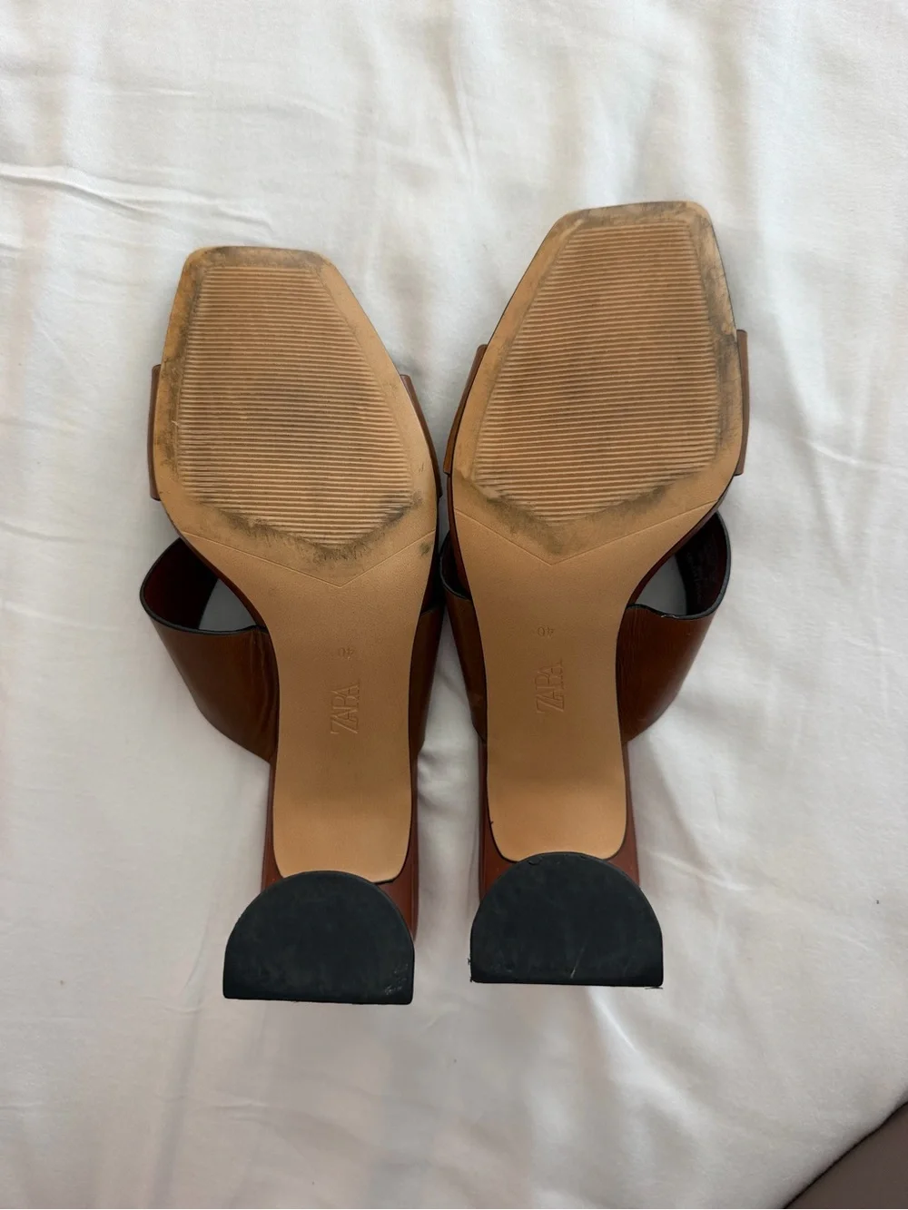 Zara | Shoes | Zara Brown Leather Crossstrap Block Heel Sandals | Poshmark